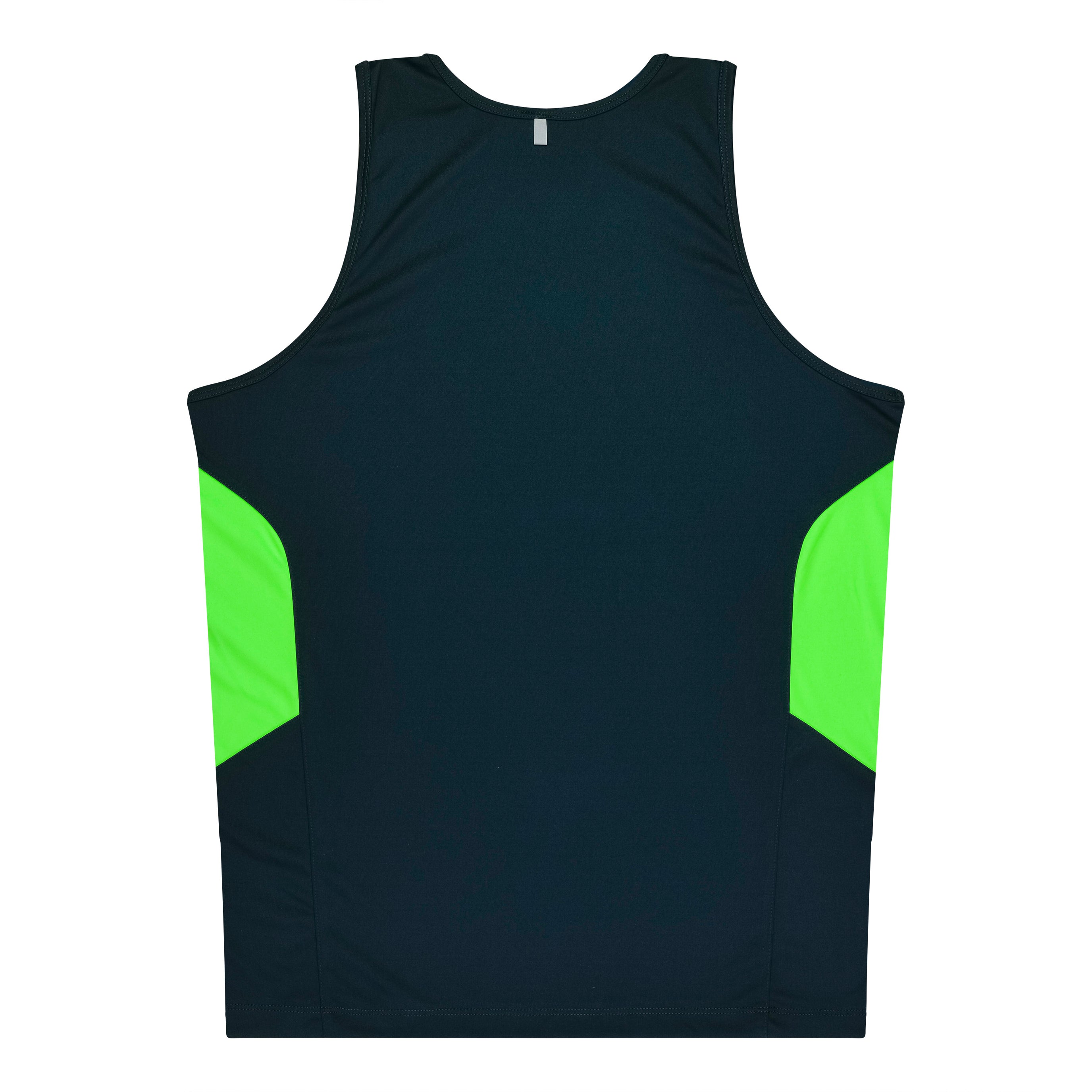 TASMAN KIDS SINGLETS - NAVY/NEON GREEN — Fourseasons Textiles