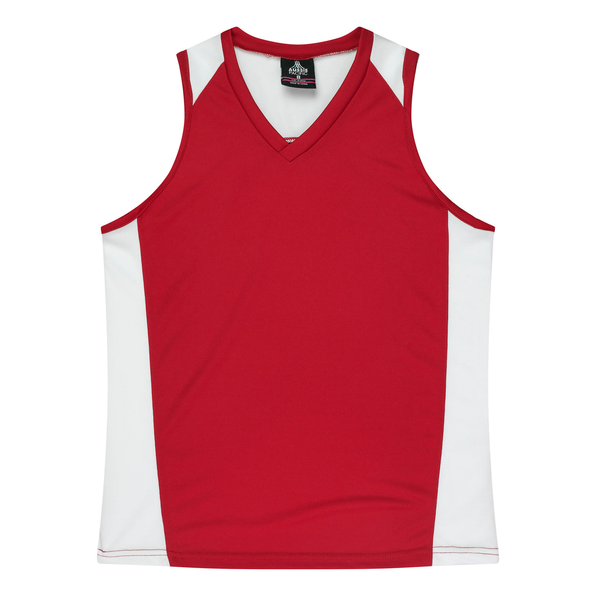 PREMIER LADY SINGLETS - RED/WHITE — Fourseasons Textiles